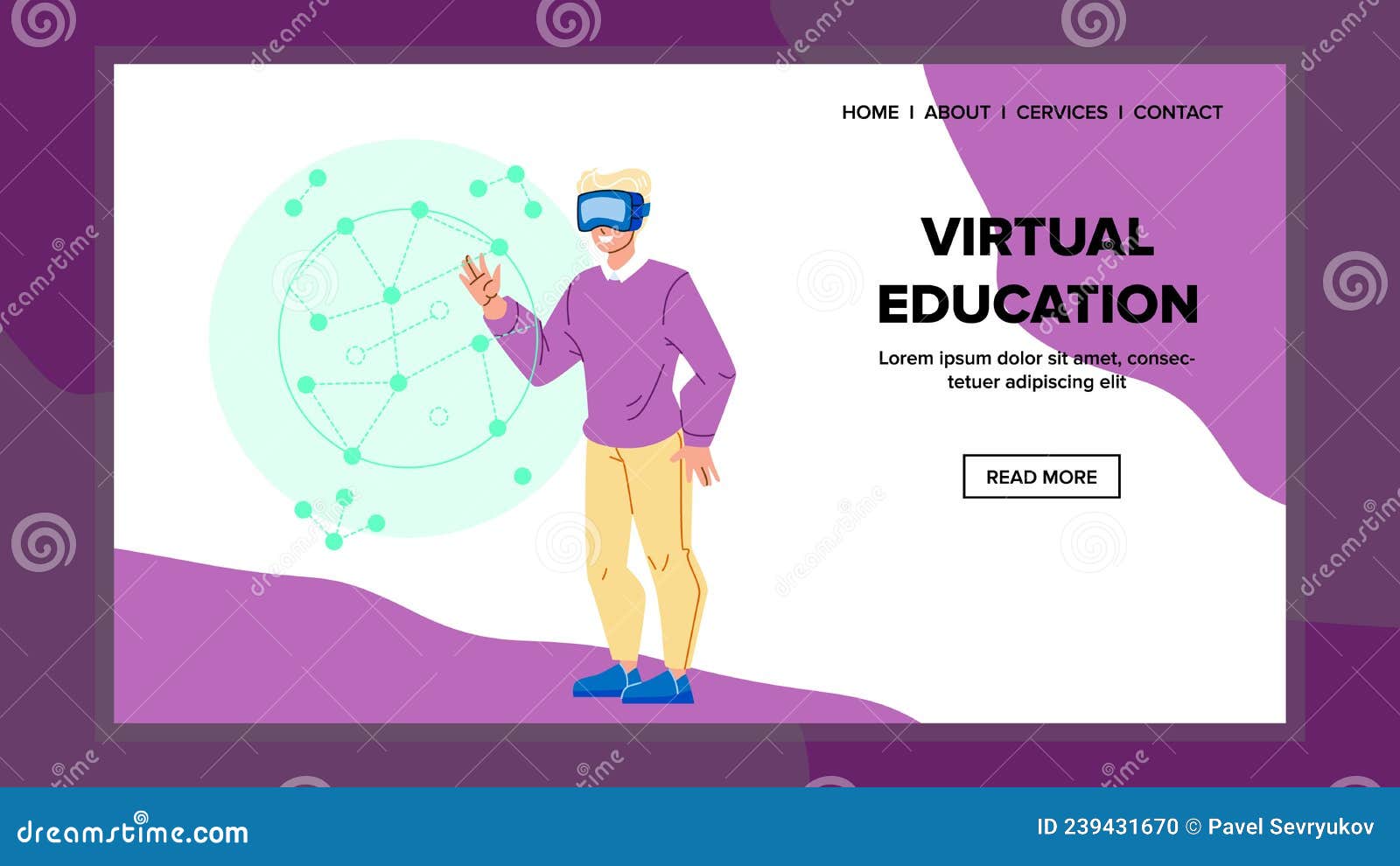 Virtual education vector stock illustration. Illustration of ...