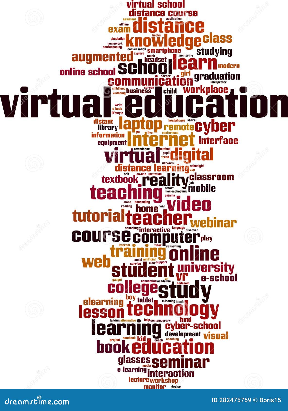 Virtual Education Word Cloud Stock Vector - Illustration of word, home ...