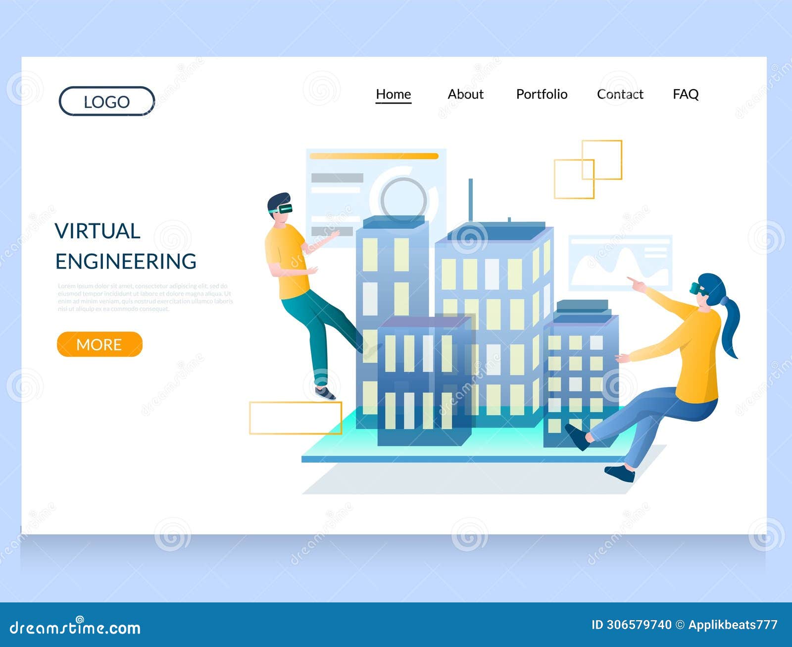 Virtual Engineering Vector Website Landing Page Design Template Stock ...