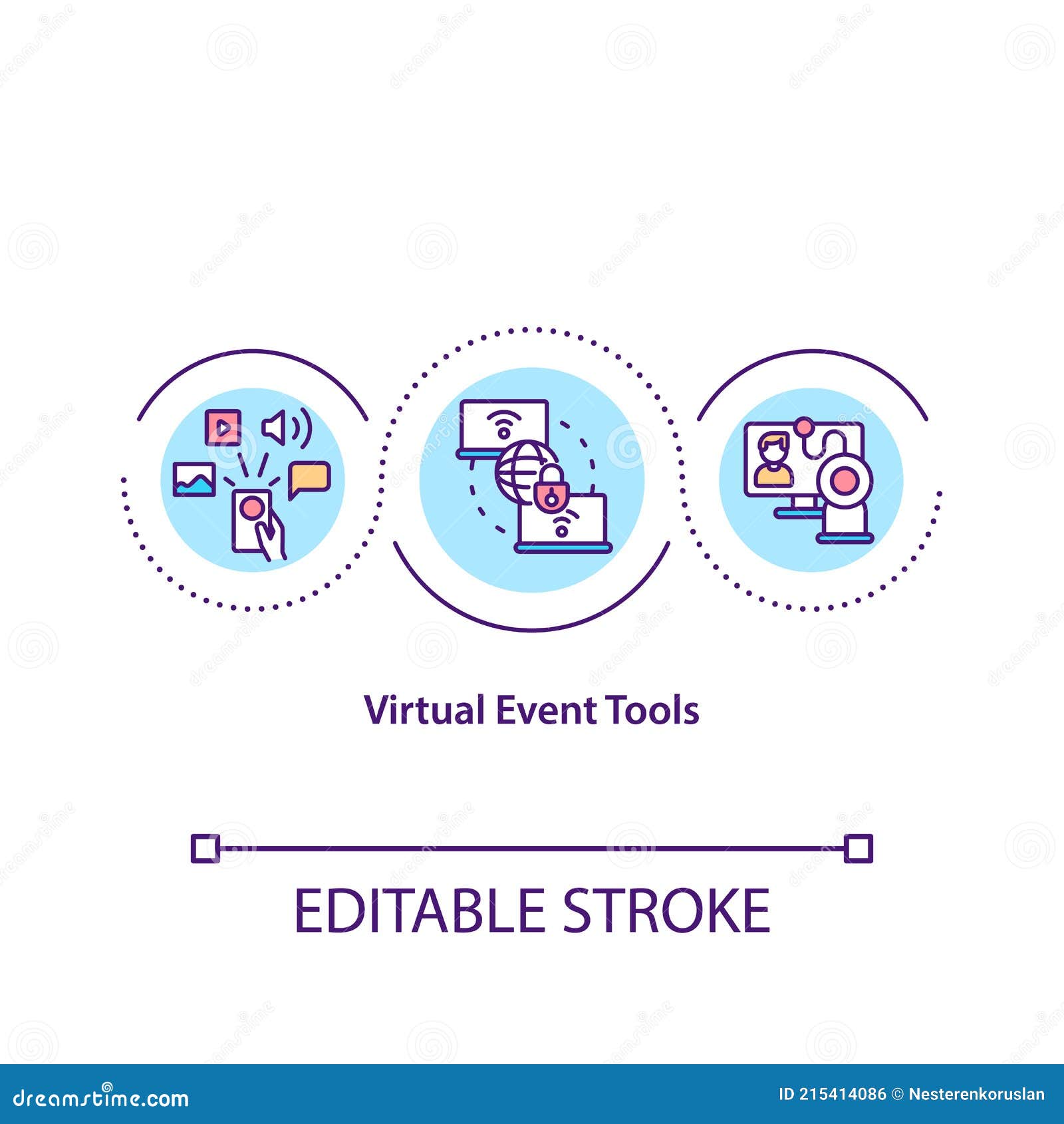 Virtual Event Tools Concept Icon Stock Vector - Illustration of stream ...