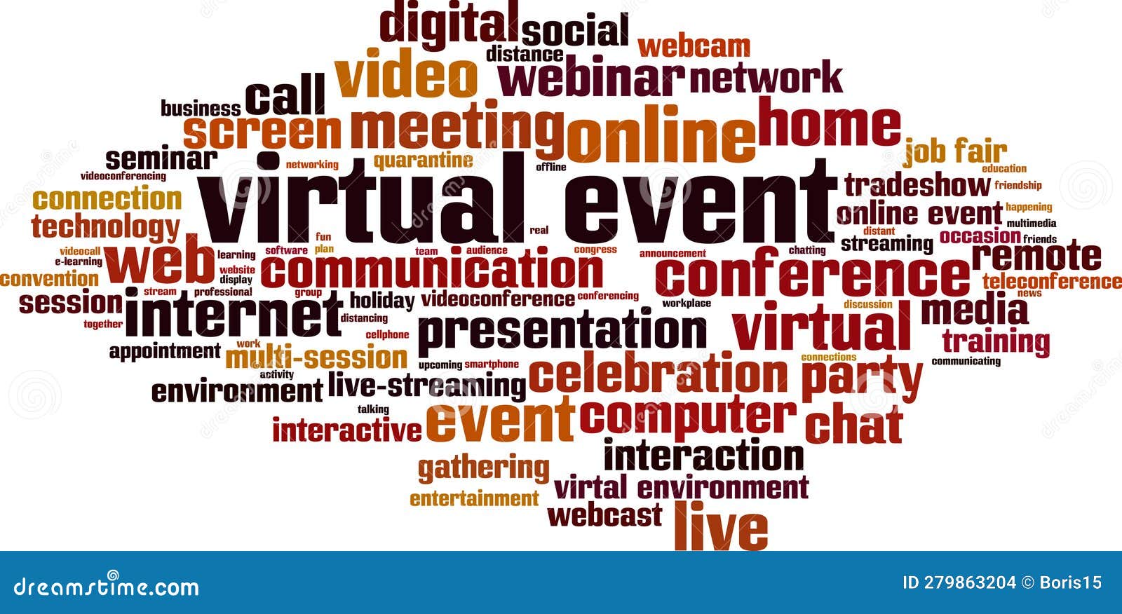 Virtual event word cloud stock vector. Illustration of webinar - 279863204