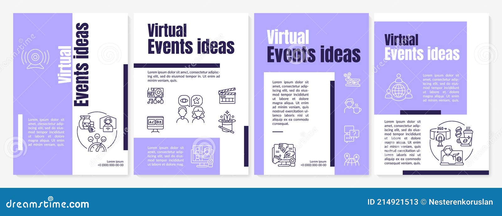 Virtual Events Ideas Brochure Template Stock Vector - Illustration of ...