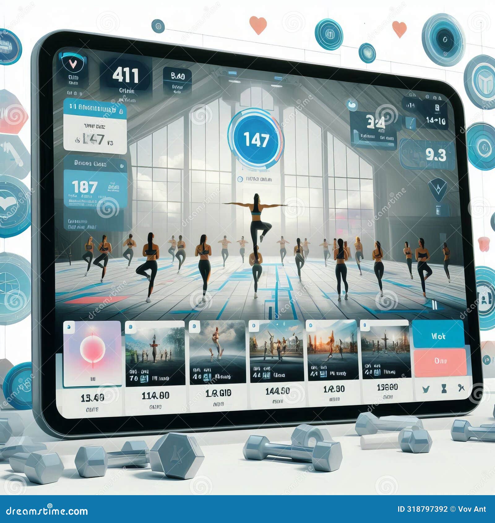 Virtual Exercise Class Platform Interface with Class Schedule, Stock ...
