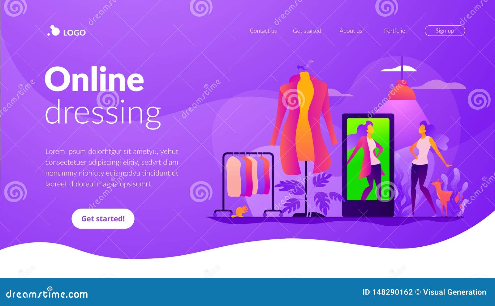 Virtual Fitting Room Vector Landing Page Template. Stock Vector ...
