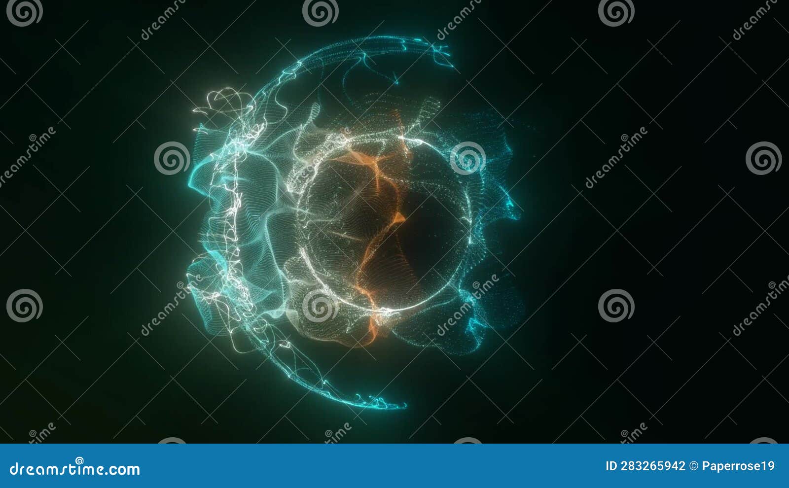 Abstract Particle Sphere, Science Background.Virtual Flow Big Binary ...