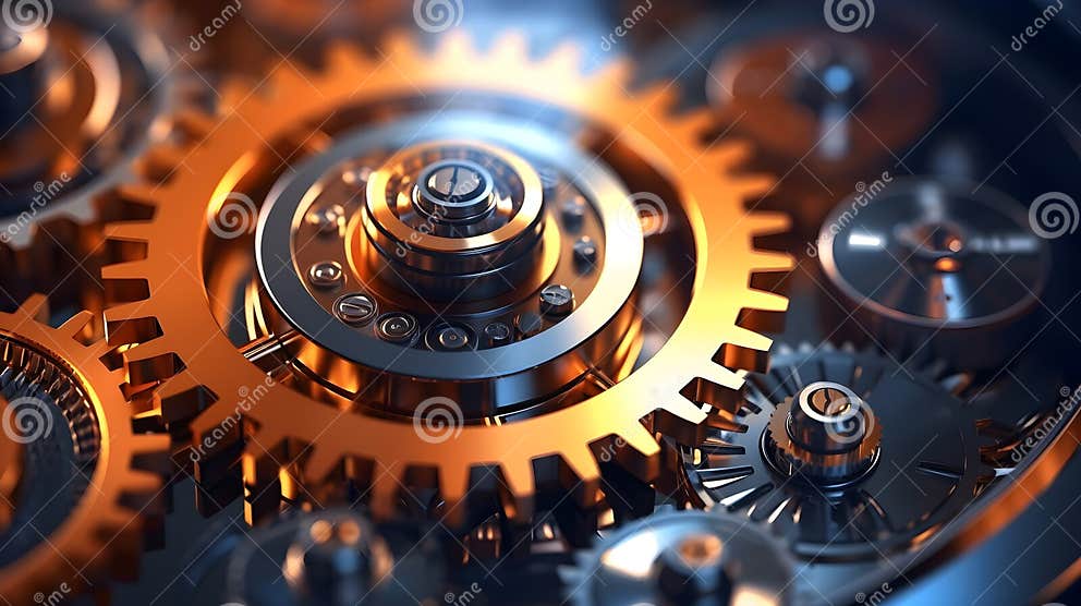 Virtual Gears and Cogs Turning with Renewed Energy Stock Illustration ...