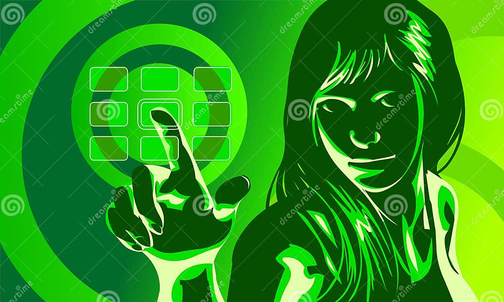 Virtual Girl Green stock vector. Illustration of intelligence - 6755748