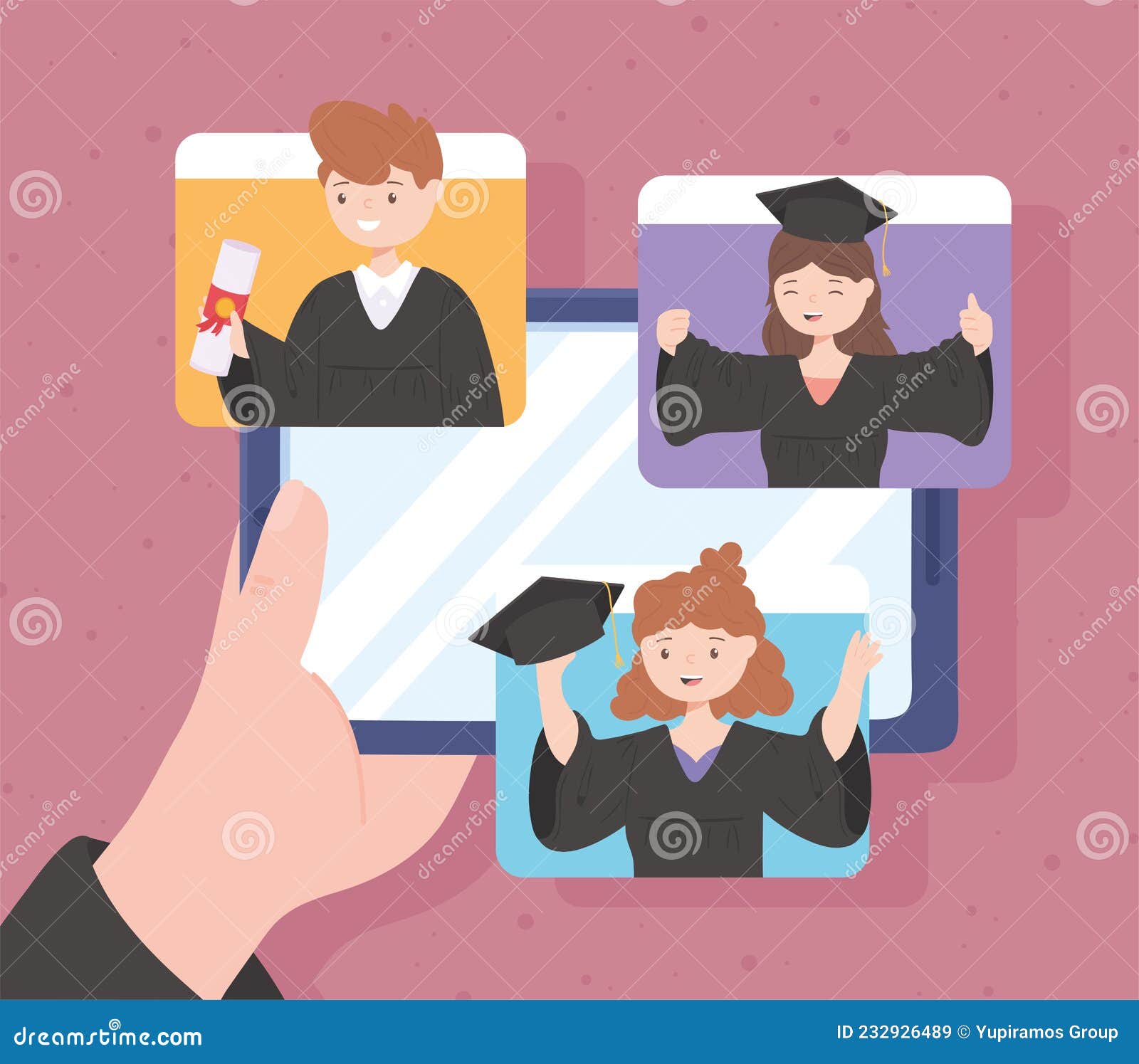 Virtual graduation concept stock vector. Illustration of study - 232926489