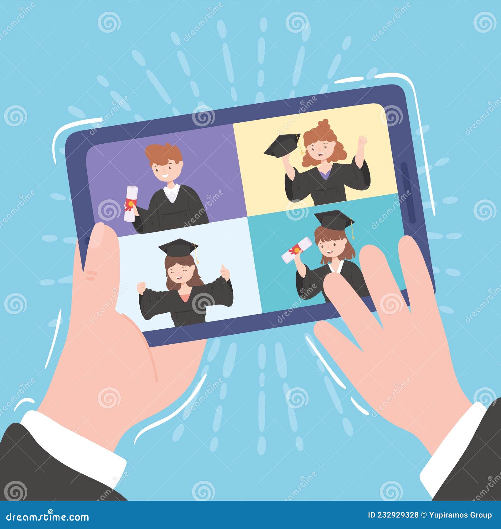 Virtual graduation video stock vector. Illustration of academic - 232929328
