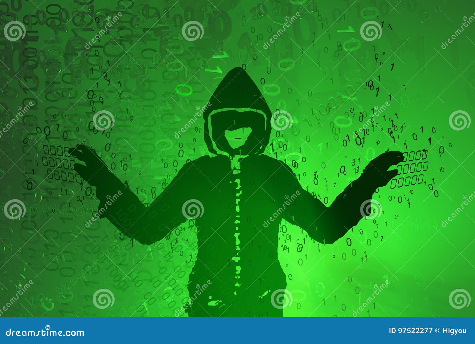 Virtual Hacker Arms Spread stock illustration. Illustration of person ...