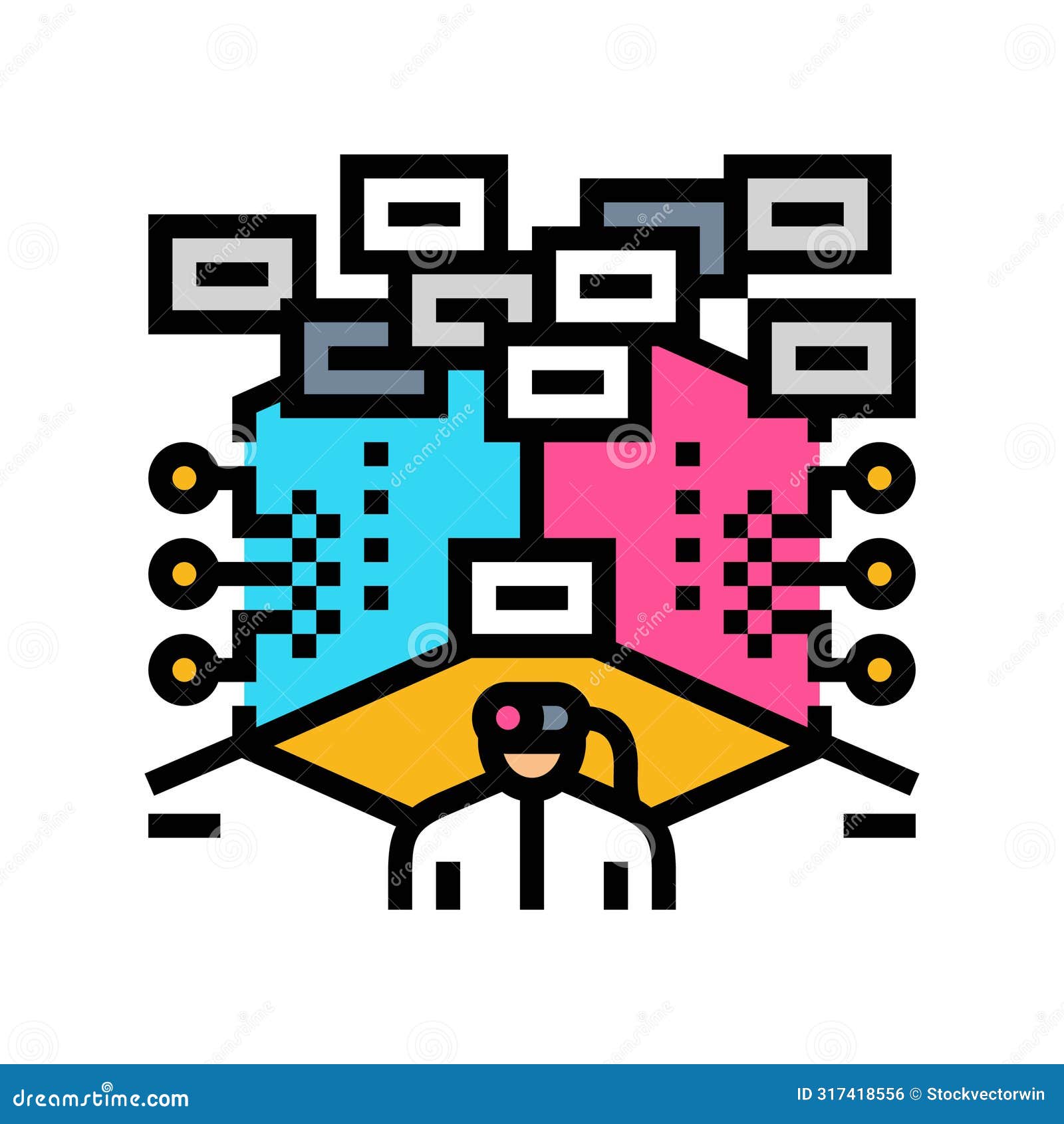 Virtual Hacking Spaces Color Icon Vector Illustration Stock Vector ...
