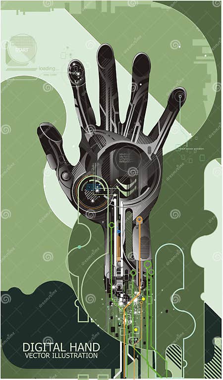 Virtual Hand on Futuristic Dsign Stock Illustration - Illustration of ...