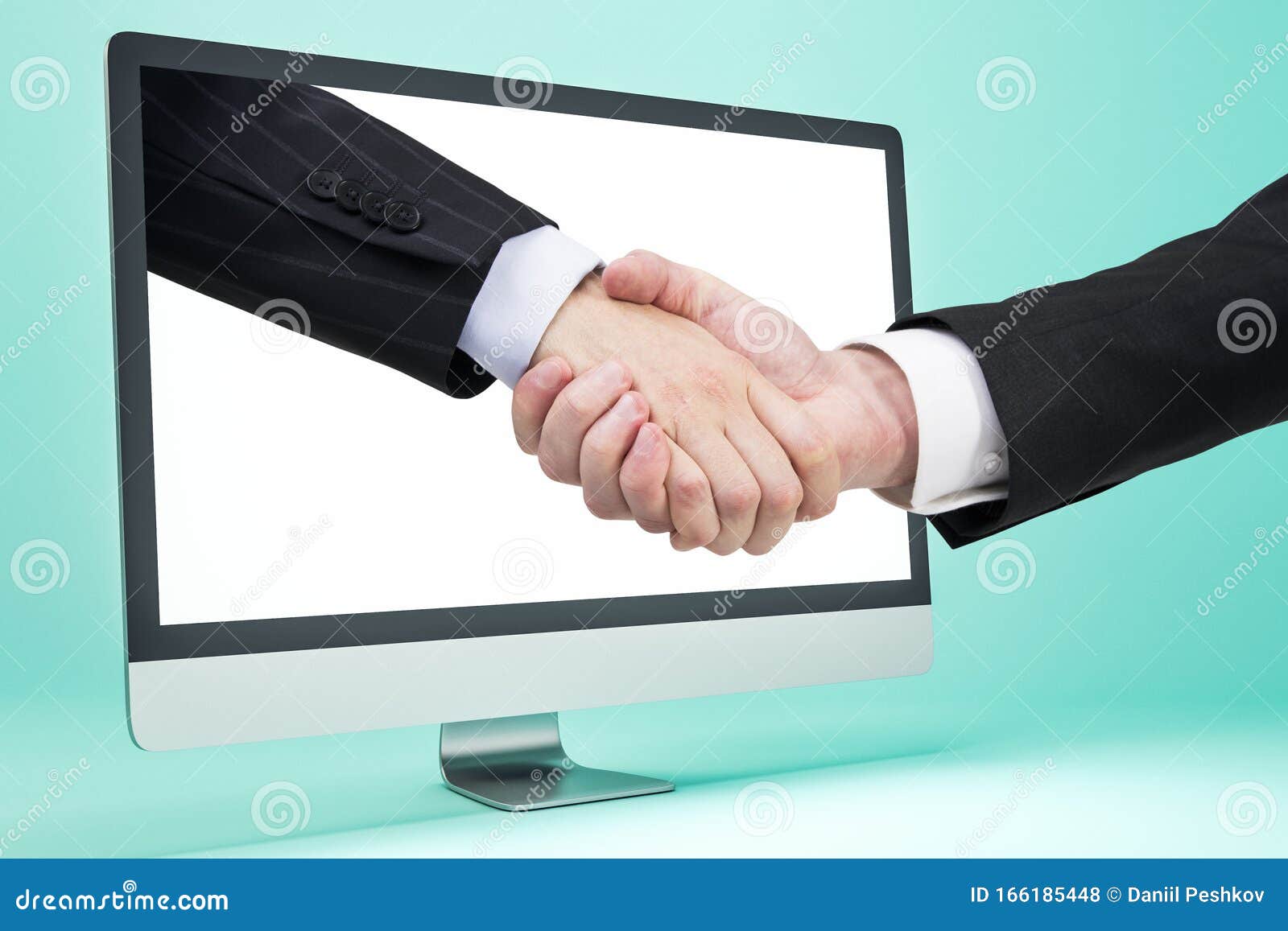 Virtual handshake stock photo. Image of icon, partnership - 166185448