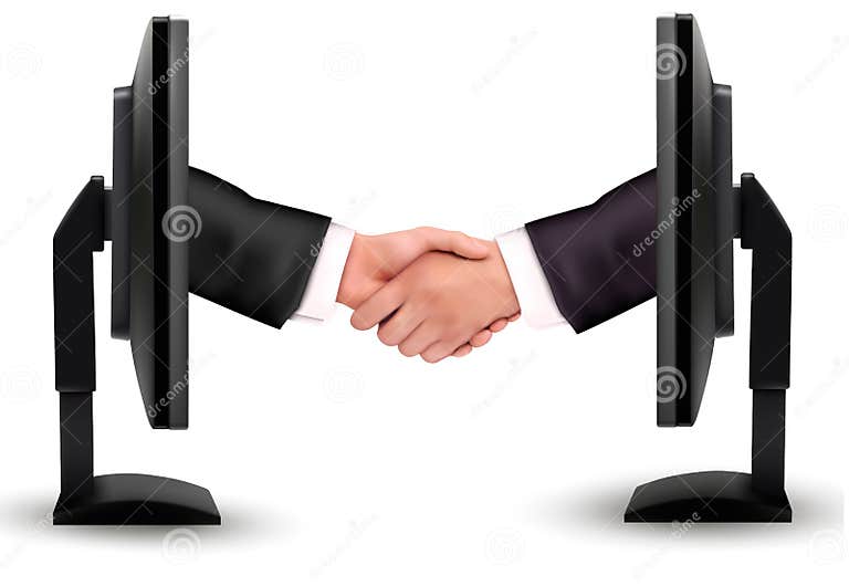 Virtual Handshake Internet Working Concept Stock Vector - Illustration ...