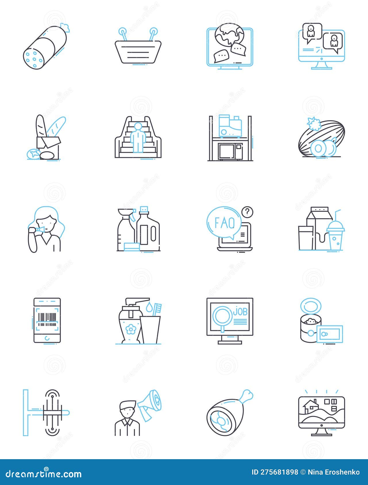 Virtual Helpers Linear Icons Set. Assistance, Support, AI, Technology ...
