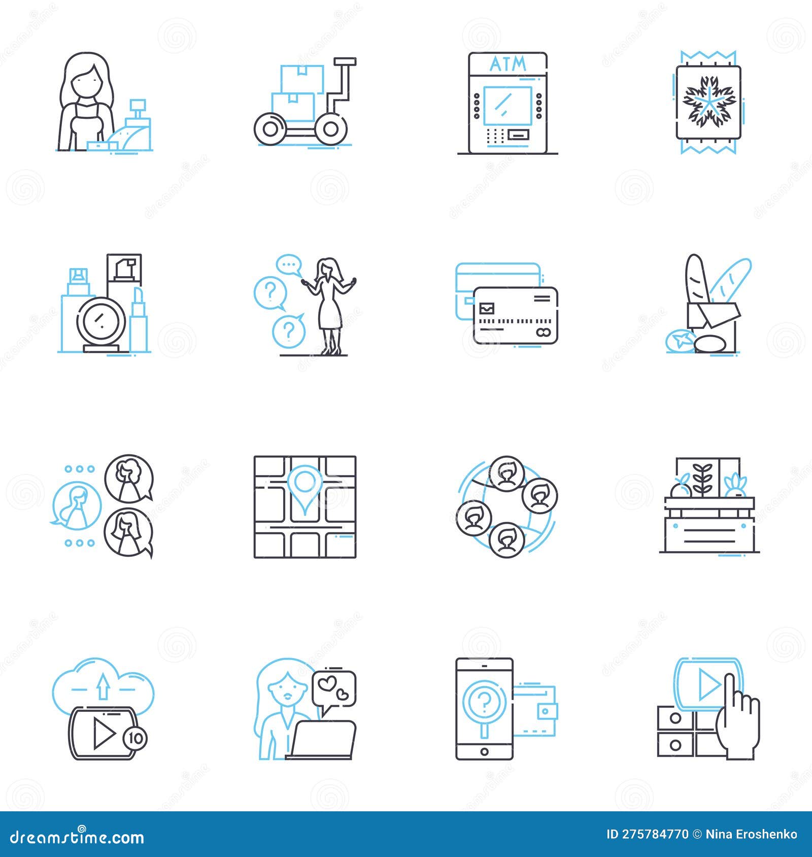 Virtual Helpers Linear Icons Set. Assistance, Support, AI, Technology ...