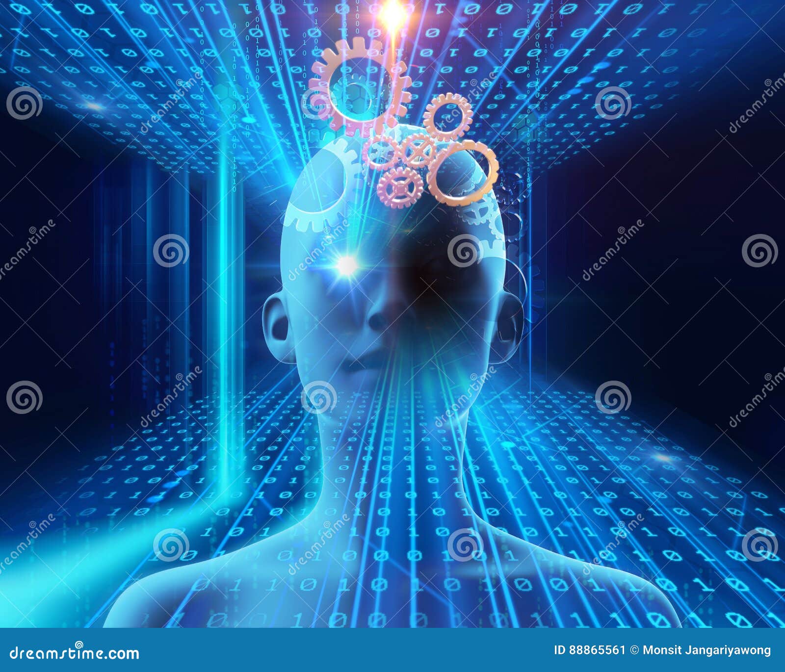 Virtual Human Abstract Technology Background 3d Illustration Stock ...