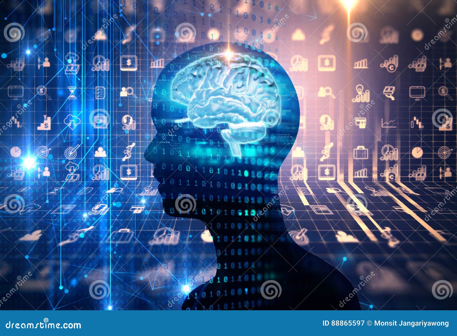 Virtual Human Abstract Technology Background 3d Illustration Stock ...