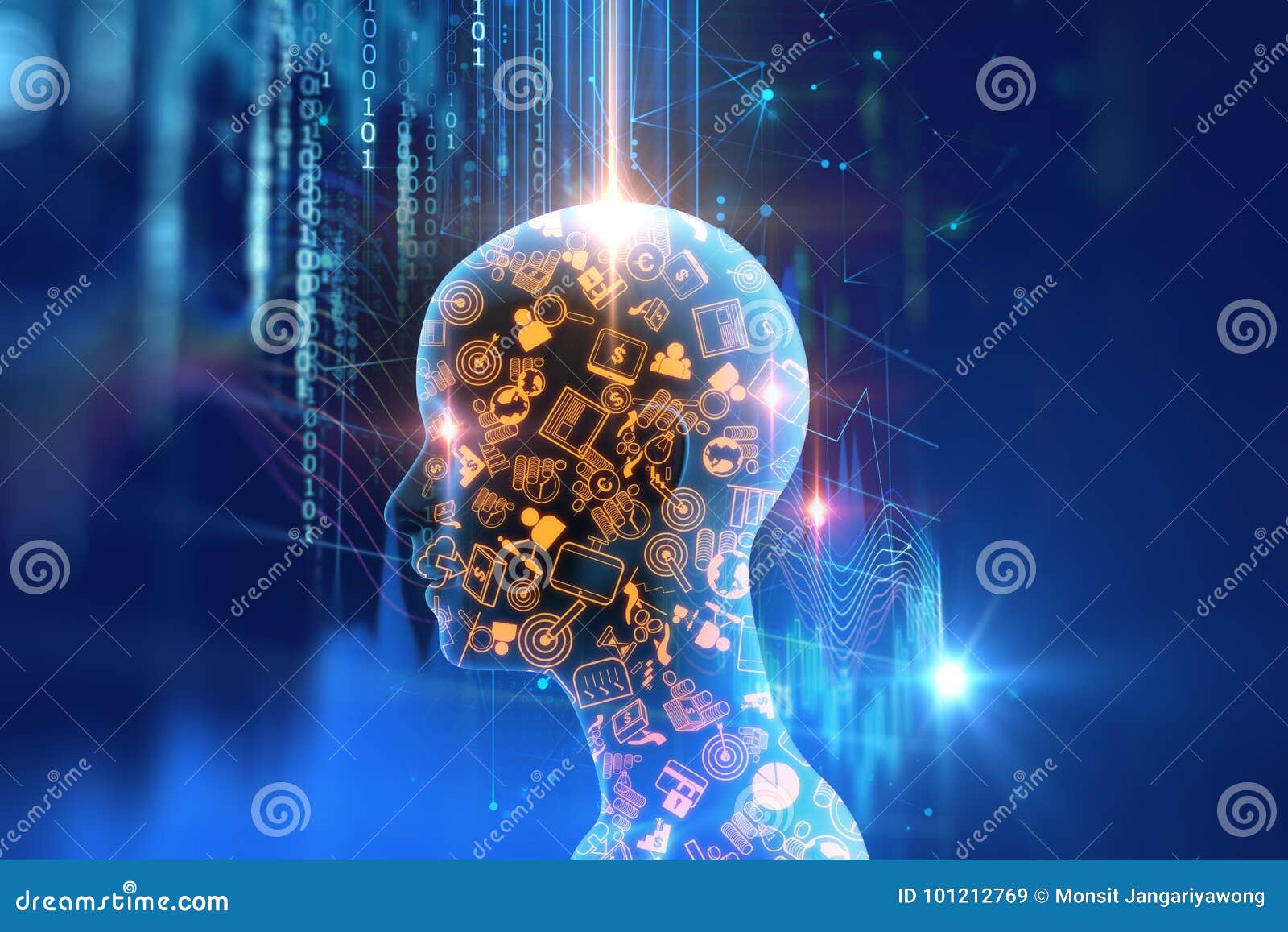 Virtual Human 3dillustration on Business and Learning Technology Stock ...
