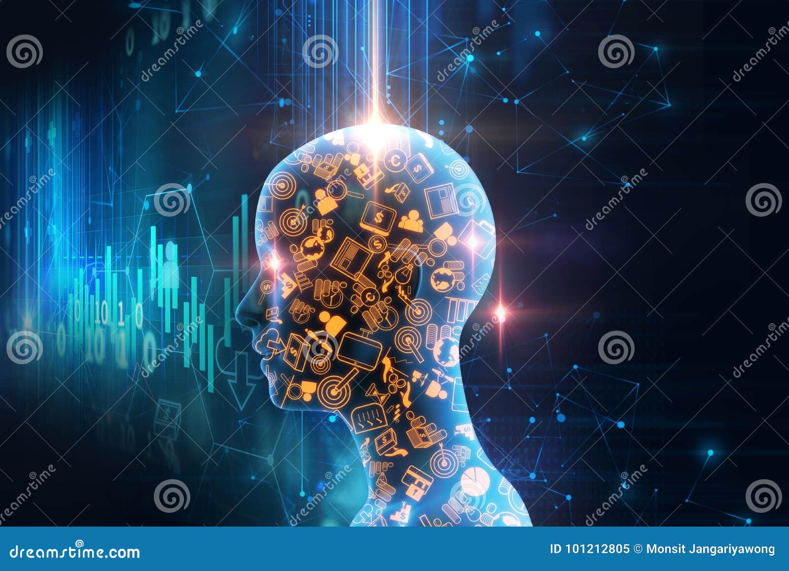 Virtual Human 3dillustration on Business and Learning Technology Stock ...