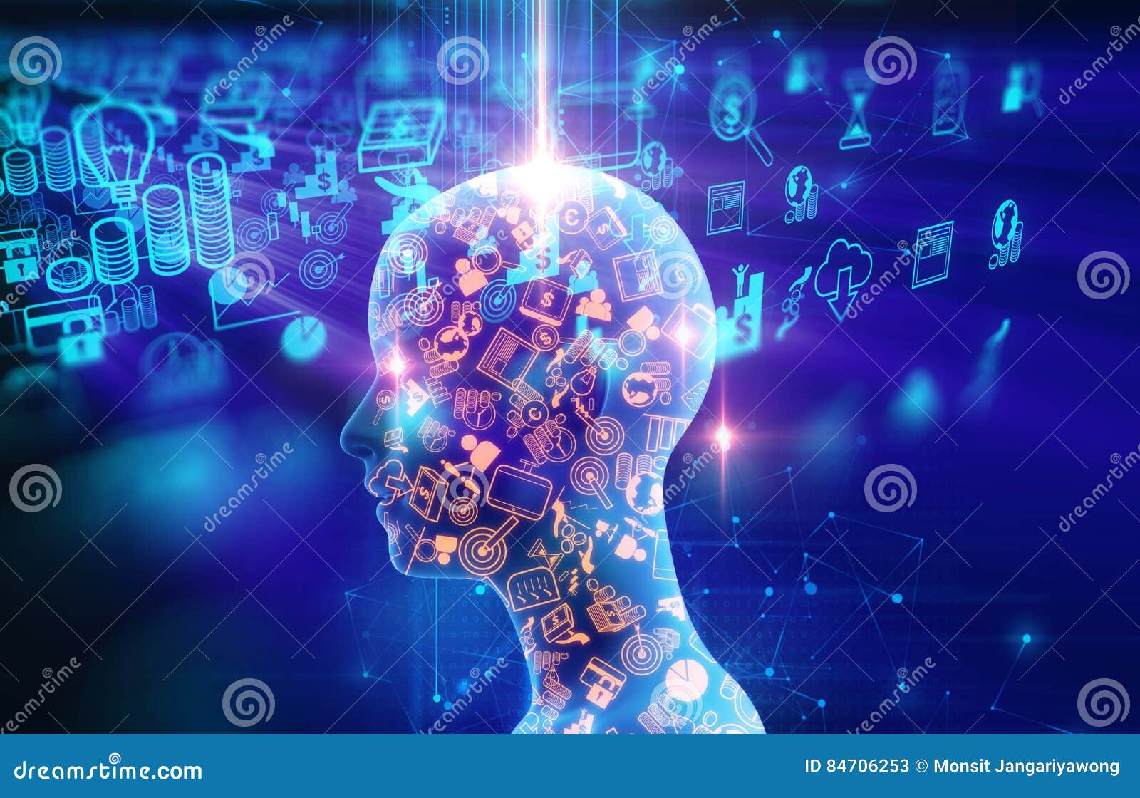 Virtual Human 3dillustration on Business and Learning Technology Stock ...