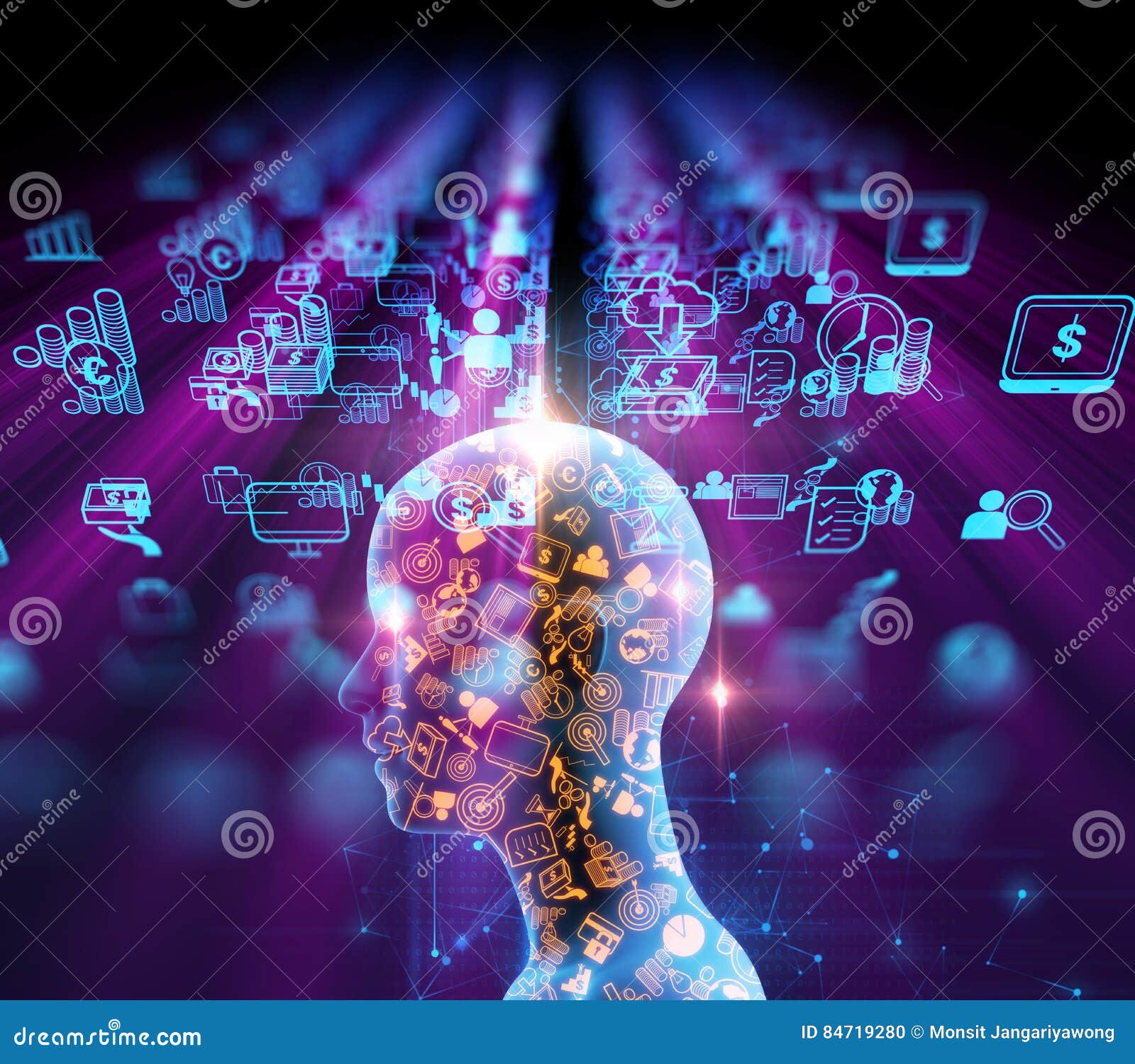 Virtual Human 3dillustration on Business and Learning Technology Stock ...