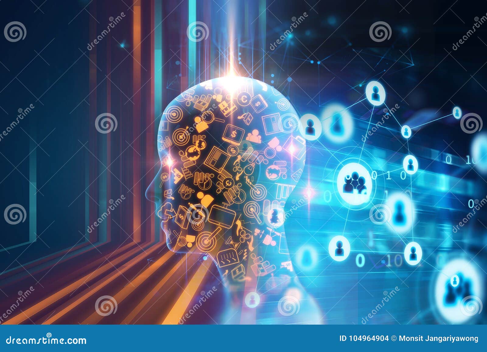 Virtual Human 3dillustration on Business and Learning Technology Stock ...