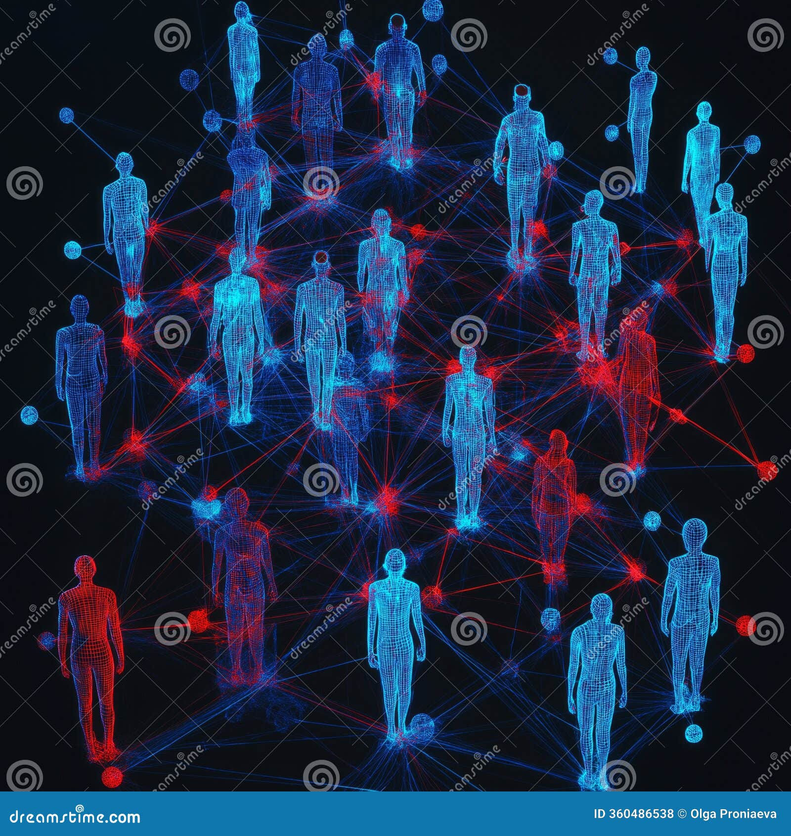 Virtual Human Figures Interconnected in Digital Network Structure Stock ...