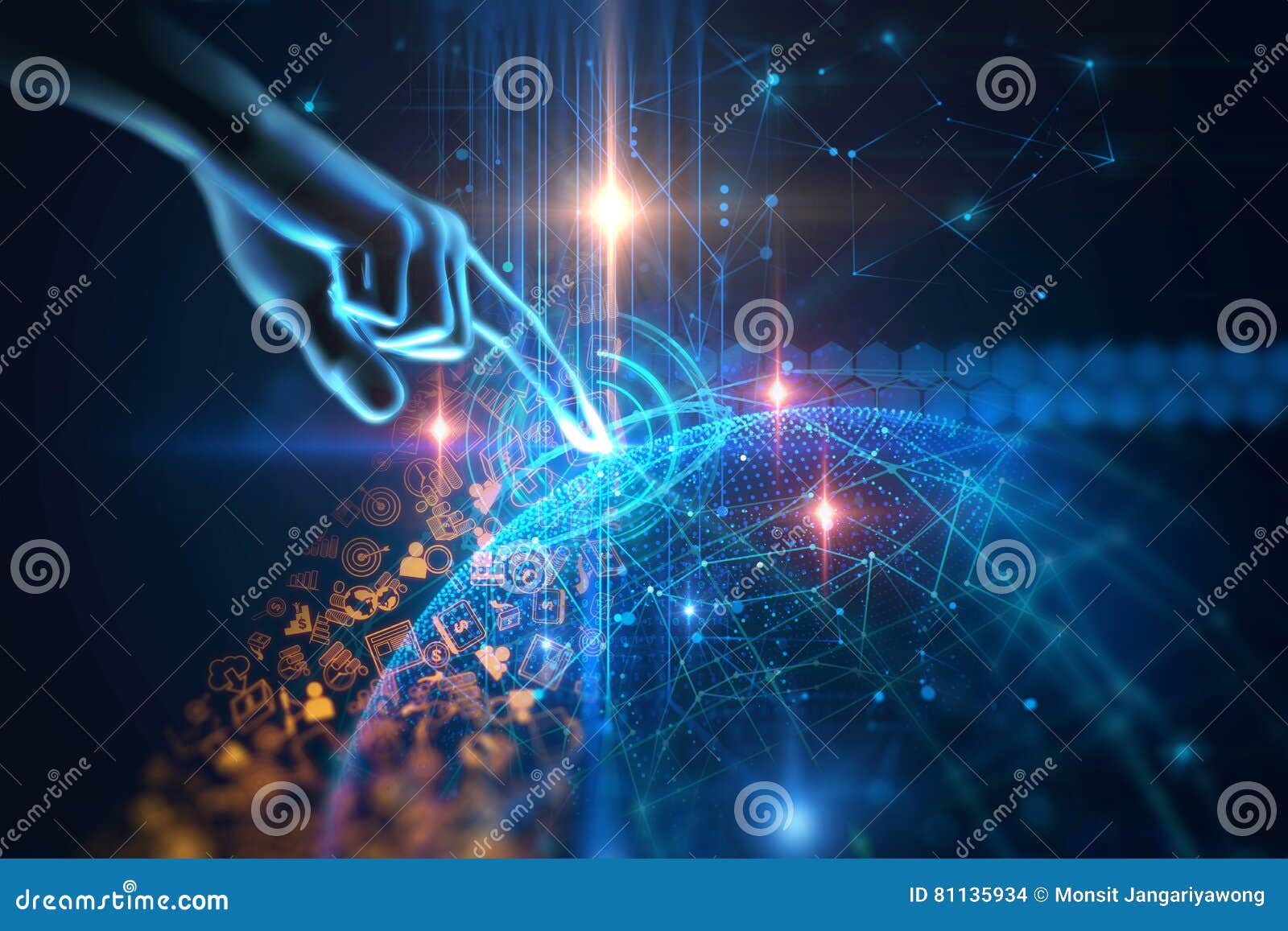 Virtual Human Hand 3dillustration On Business And Learning Technology ...