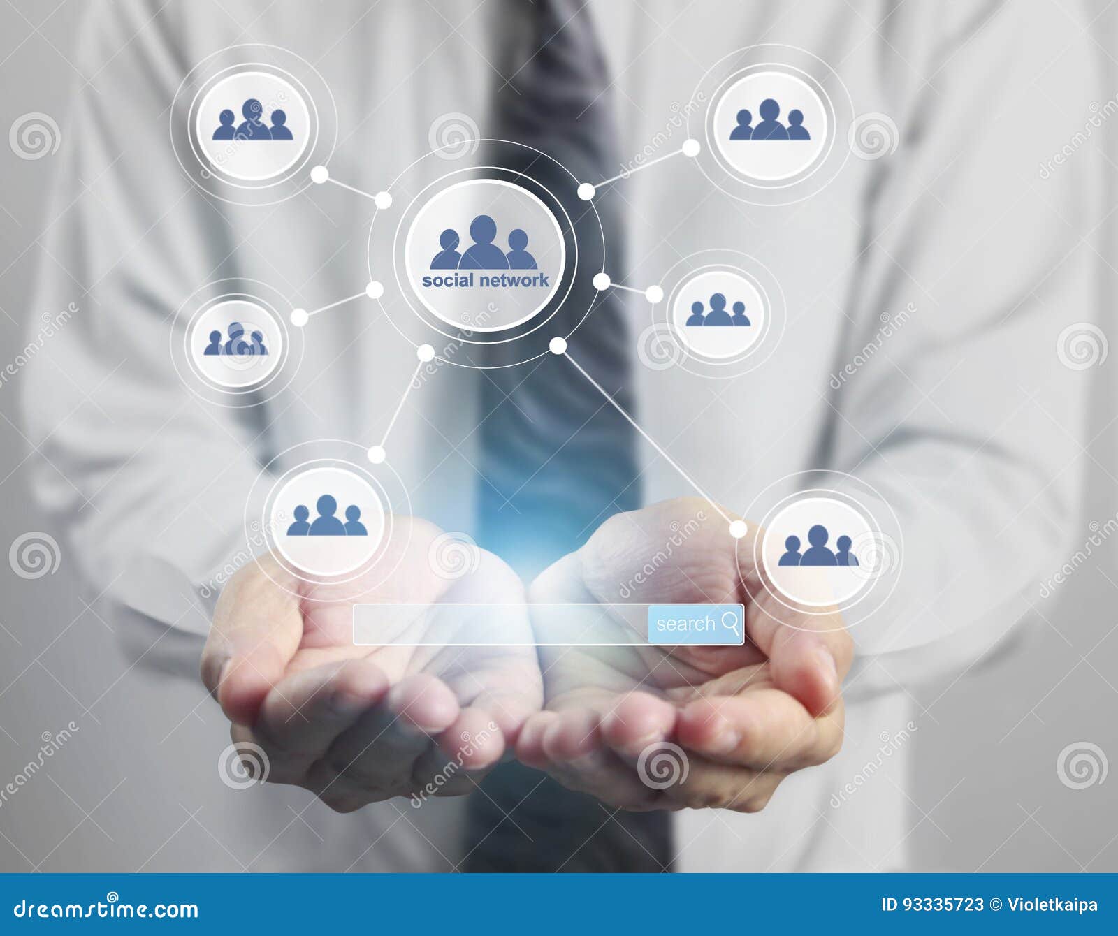 Virtual Icon of Social Network in Hand Stock Image - Image of male ...