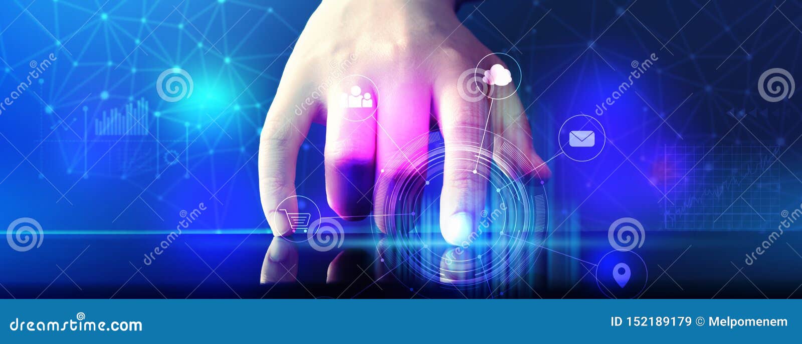 Virtual Icons with Circle with Tablet Computer Stock Image - Image of ...