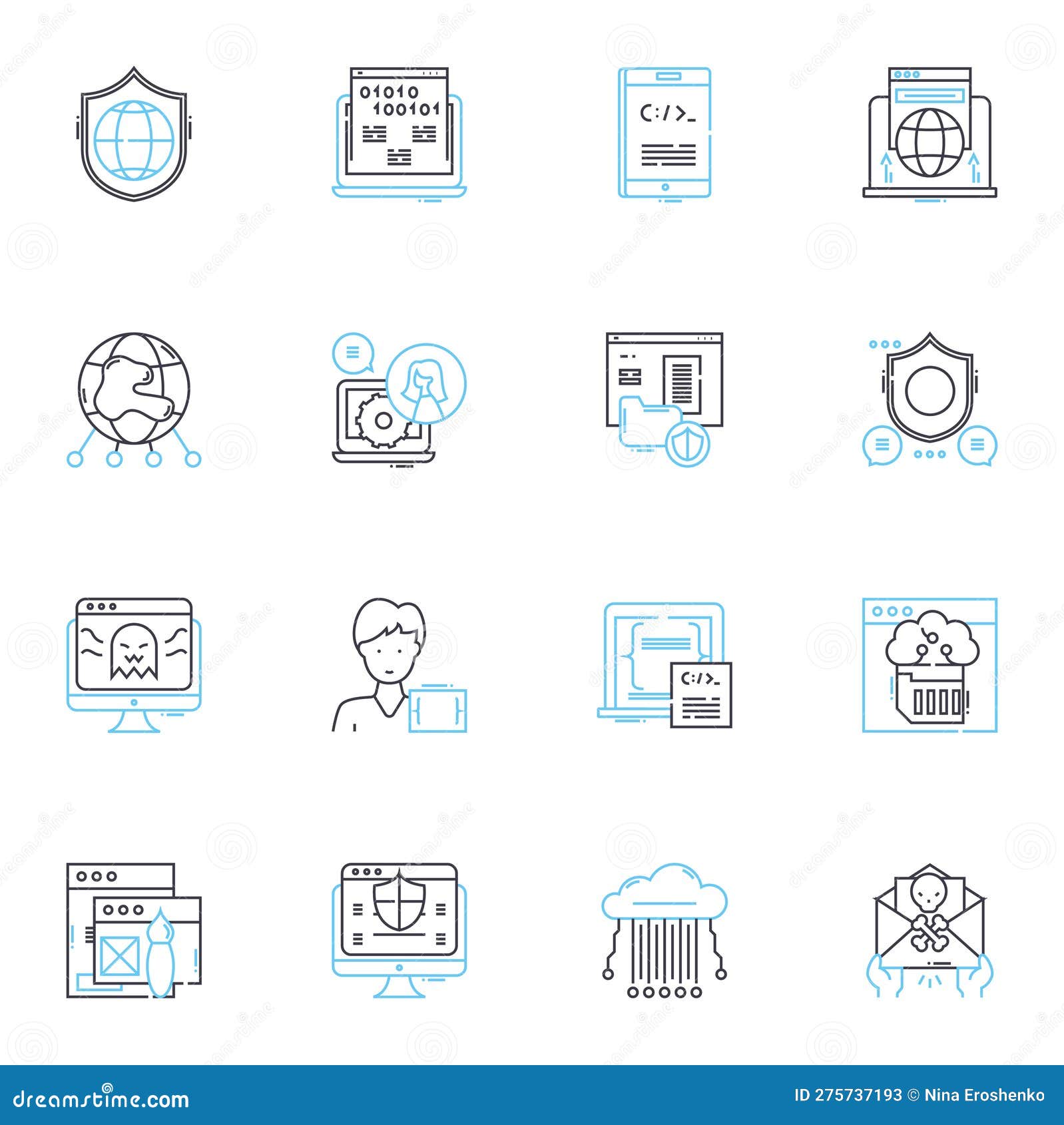 Virtual Intelligence Line Icons Collection. Artificial, Smart ...