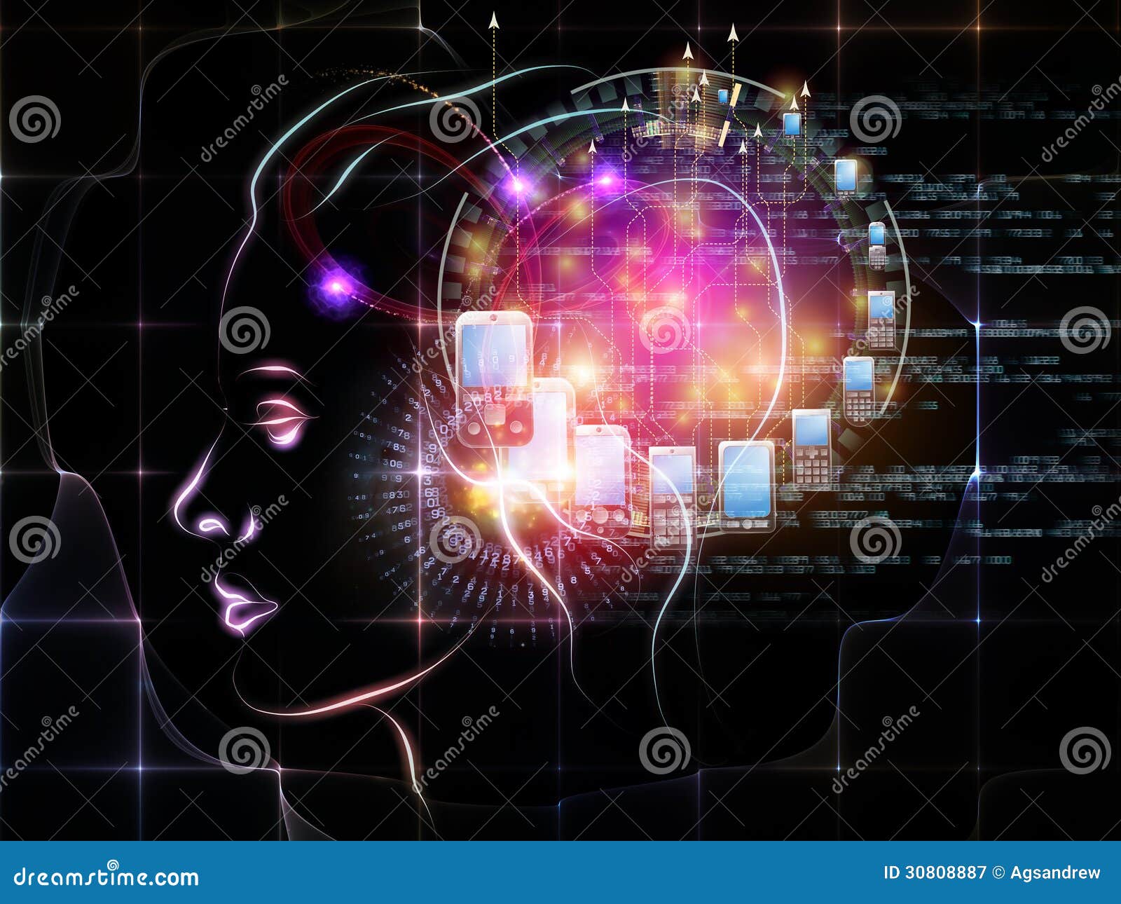 Virtual Intelligence stock illustration. Illustration of digit - 30808887