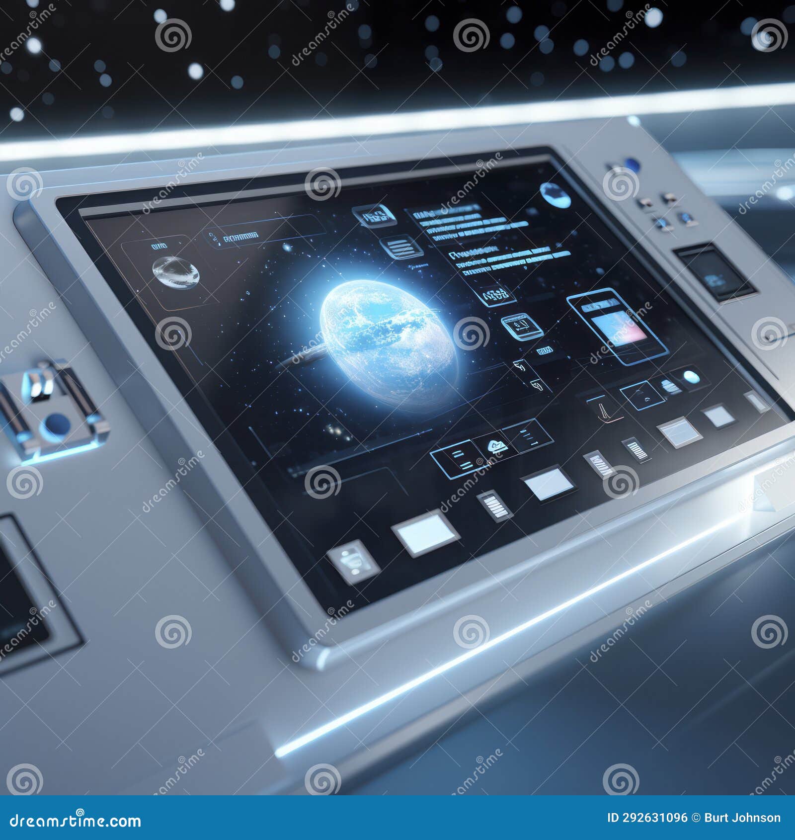 Virtual Interactive Control Panel for Spaceship Stock Illustration ...