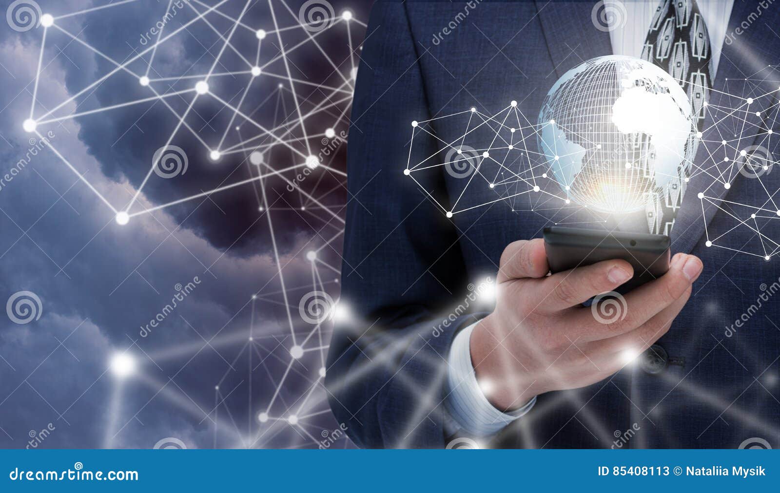Virtual Interface Business Network in the Mobile Device. Stock Image ...