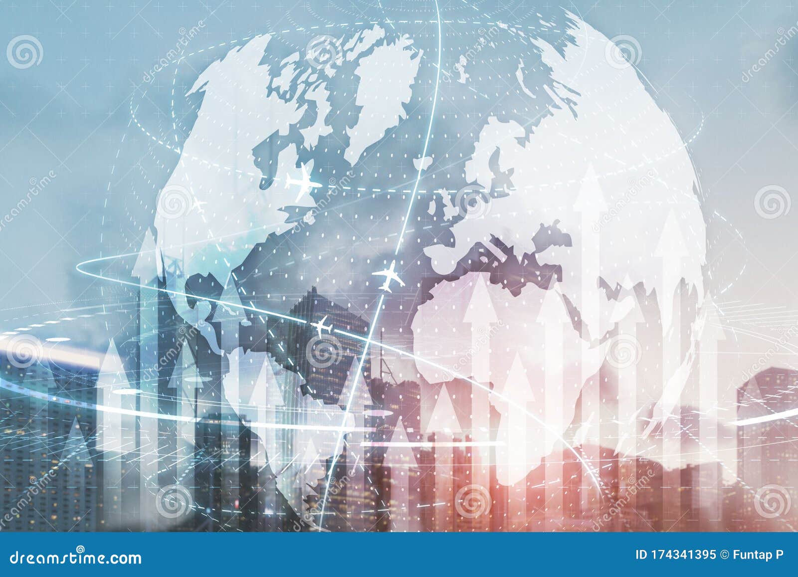 Virtual Interface Connection Map of Flight Routes Airplanes Network Use ...