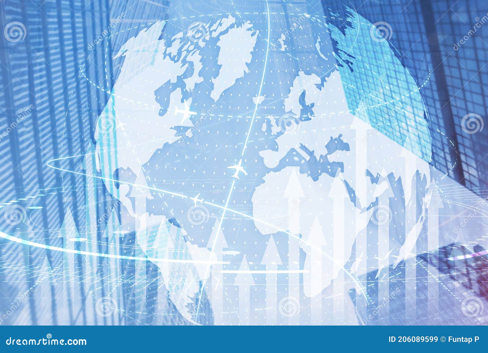 Virtual Interface Connection Map of Flight Routes Airplanes Network Use ...