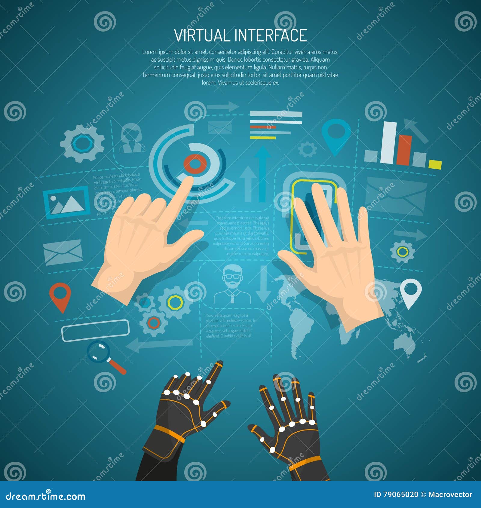 Virtual Interface Design Concept Stock Vector - Illustration of ...