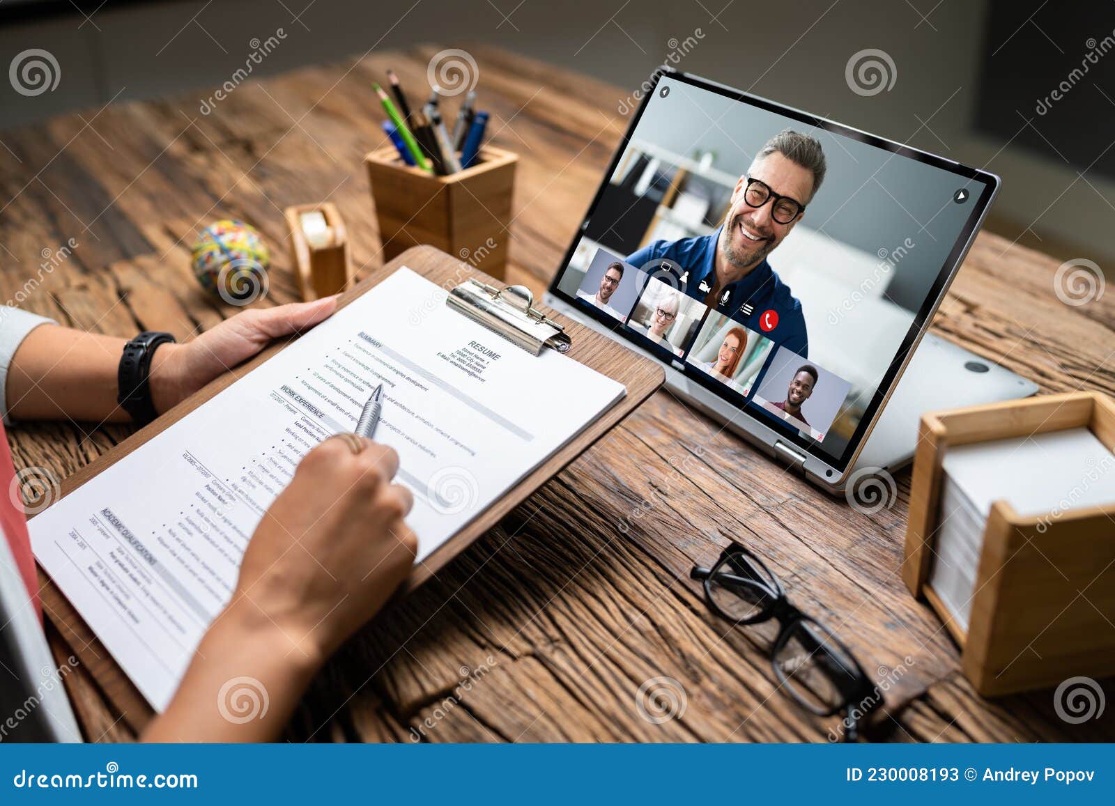 Virtual Interview Conference Call Stock Image - Image of panoramic ...