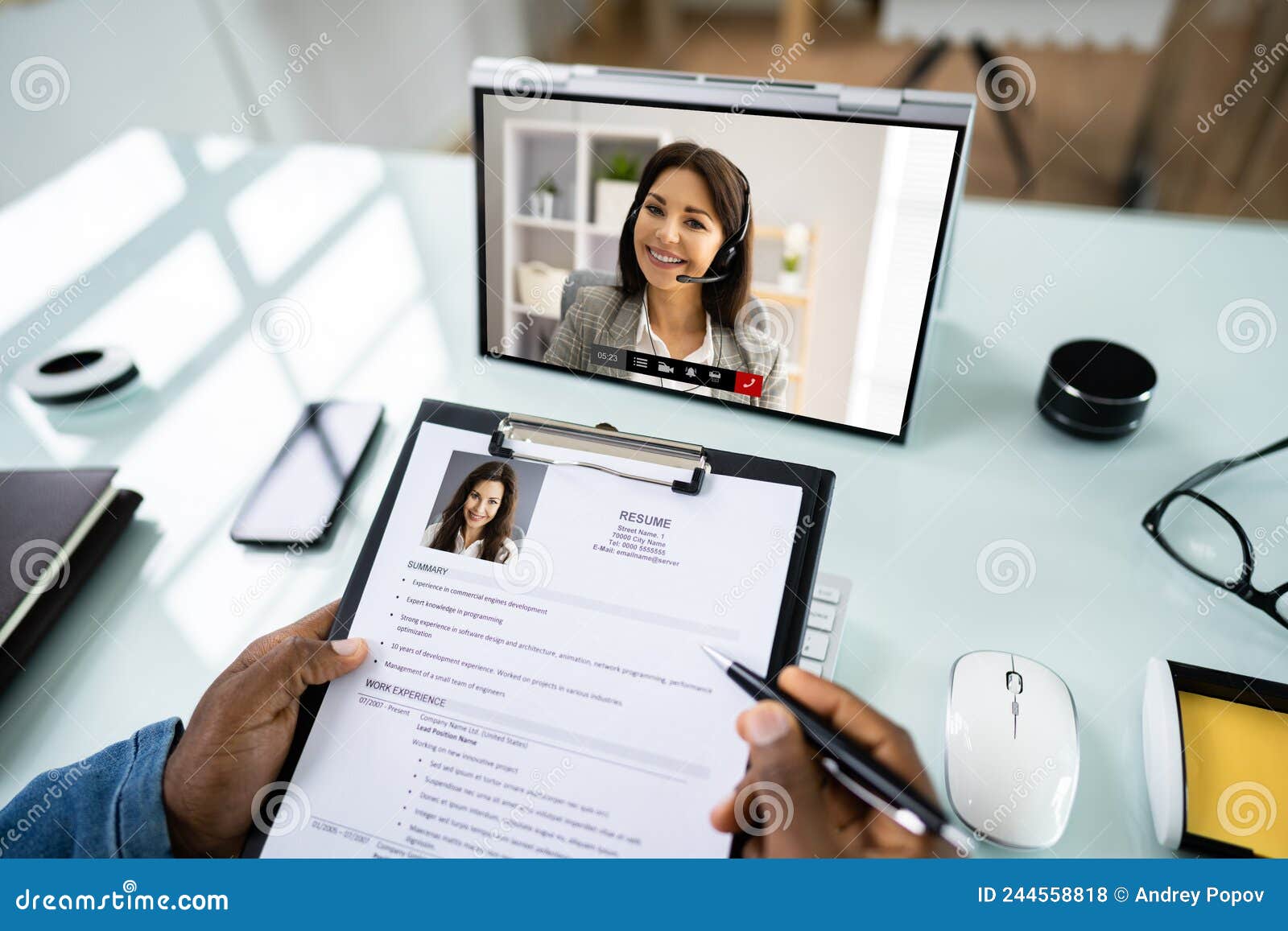 Virtual Job Interview Webcast Stock Photo - Image of webcast, online ...