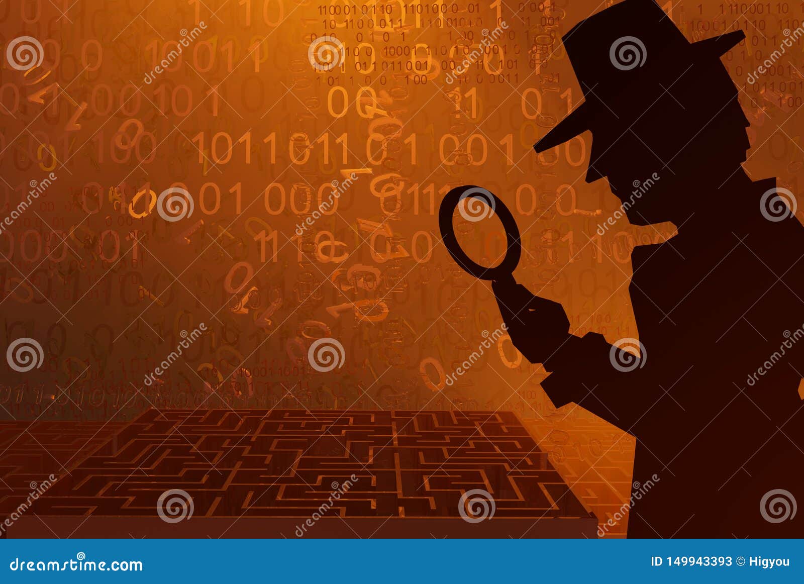 Virtual Labyrinth Detective Stock Illustration - Illustration of ...