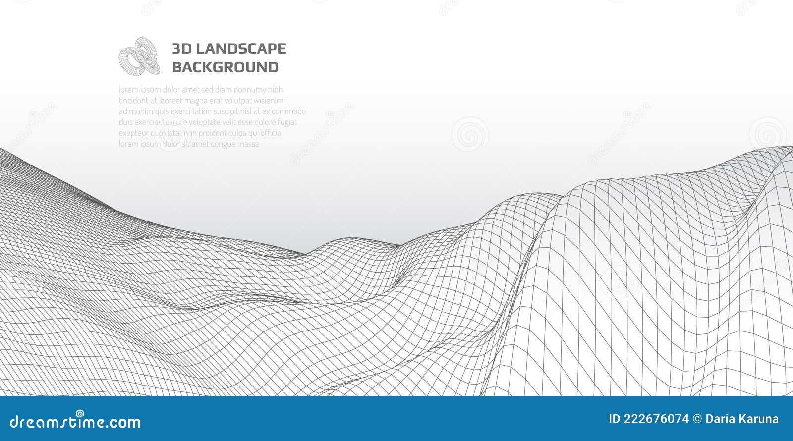 Virtual Landscape with 3D Lines and Waves. Stock Vector - Illustration ...