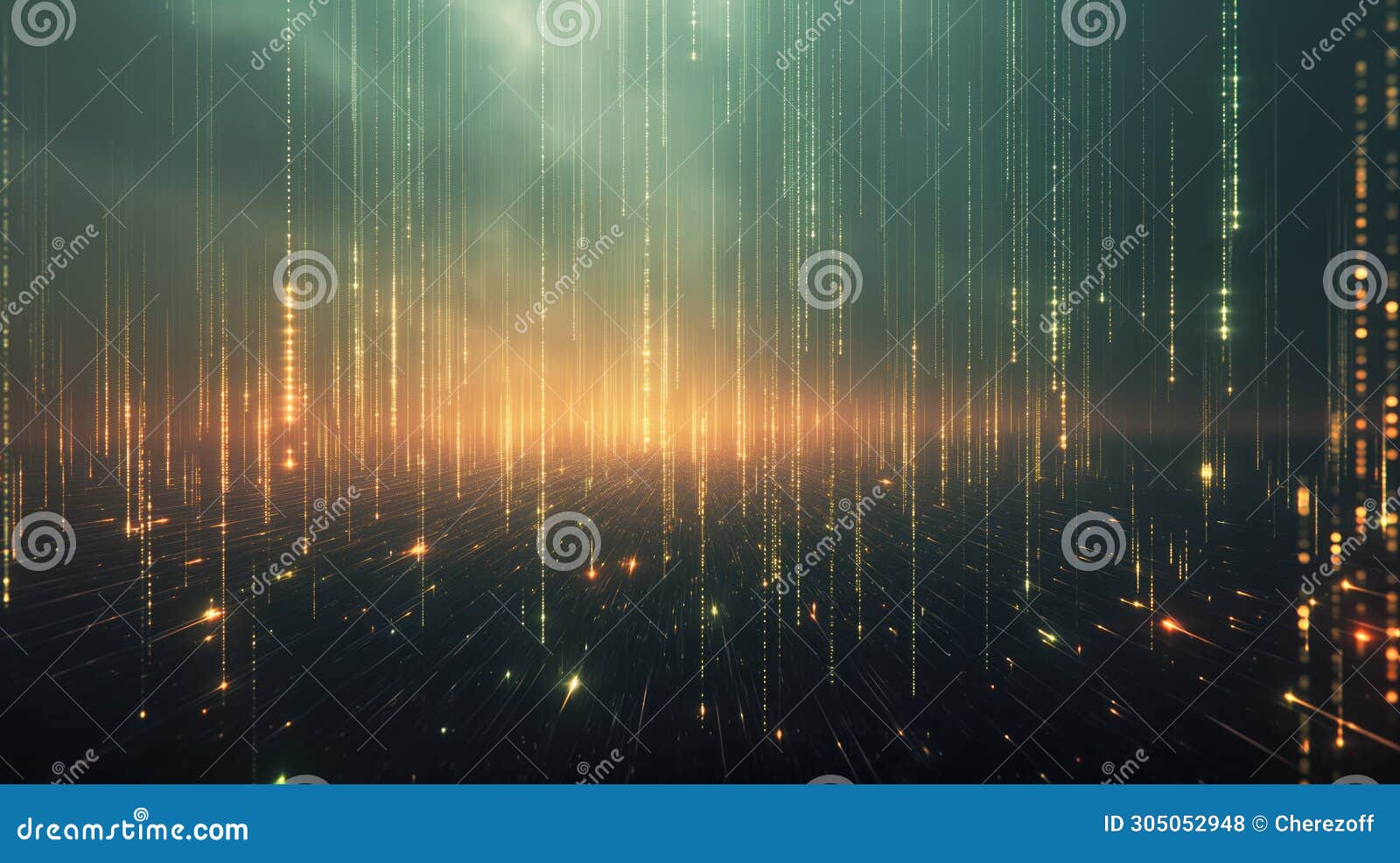 Virtual Landscape with Glowing Vertical Lines Stock Photo - Image of ...