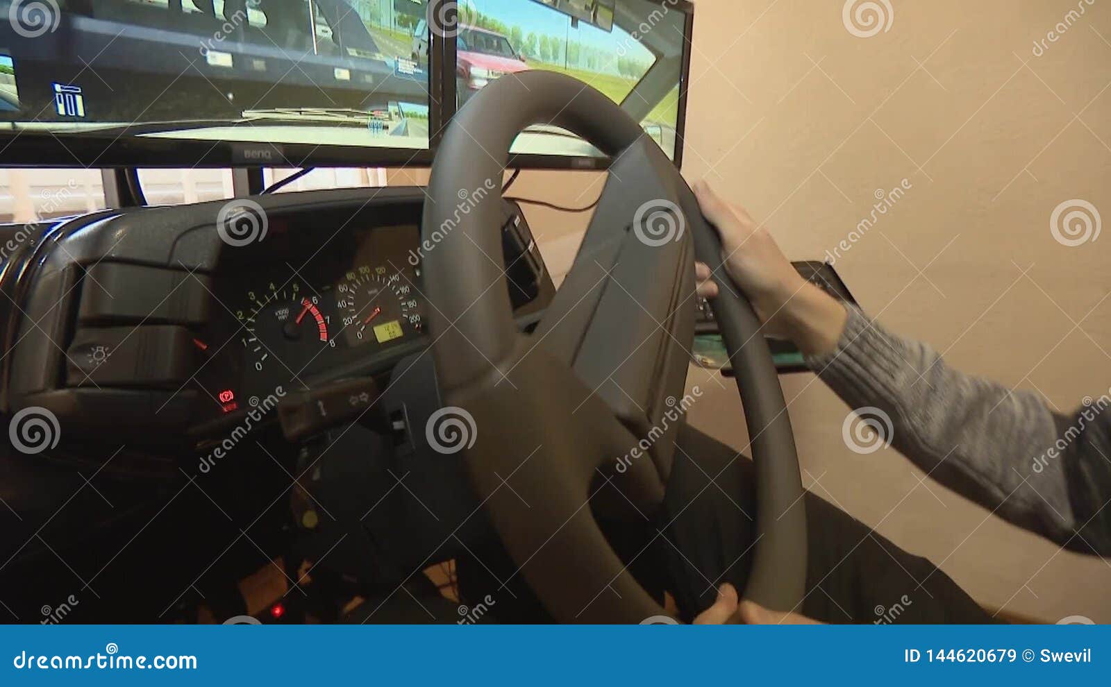 Virtual Learning To Drive a Car. Driving Computer Stand Stock Video ...