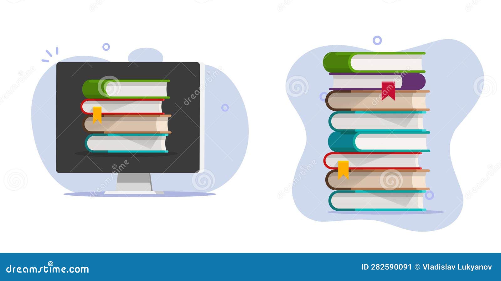 Virtual Library Ebook Book Stack Online Digital Icon Vector Graphic ...