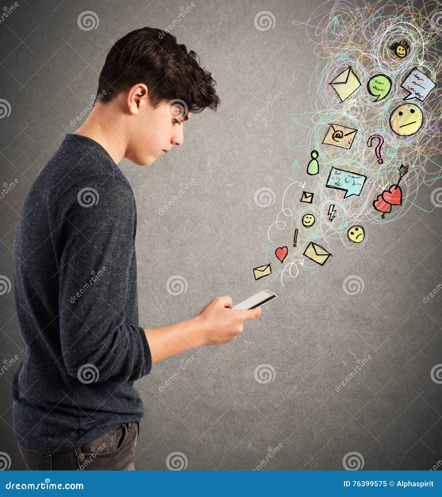 Virtual life on cellphone stock image. Image of mobility - 76399575