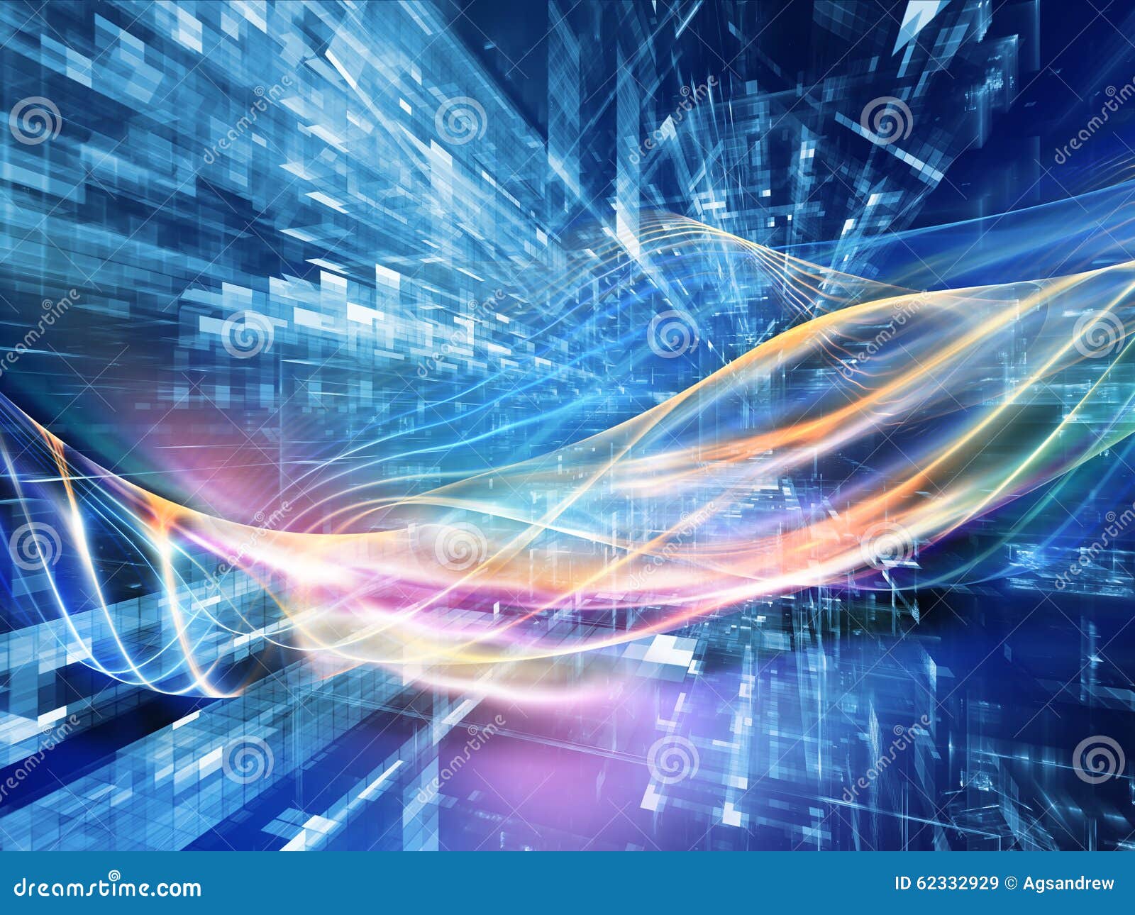 Virtual Life of Wave Particle Stock Illustration - Illustration of ...