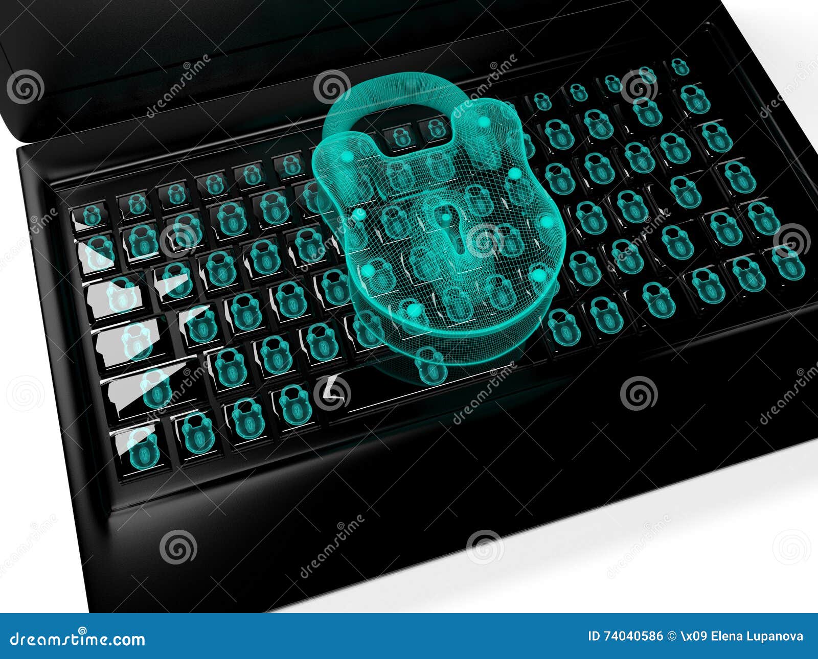 Virtual Lock To the Keypad, Information Security Concept 3d Render ...