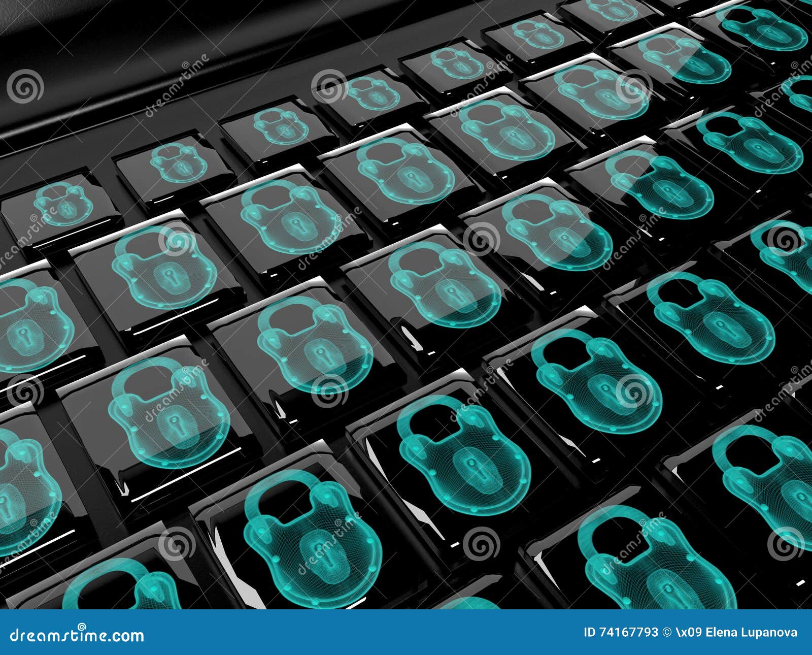 Virtual Lock To the Keypad, Information Security Concept 3d Render ...