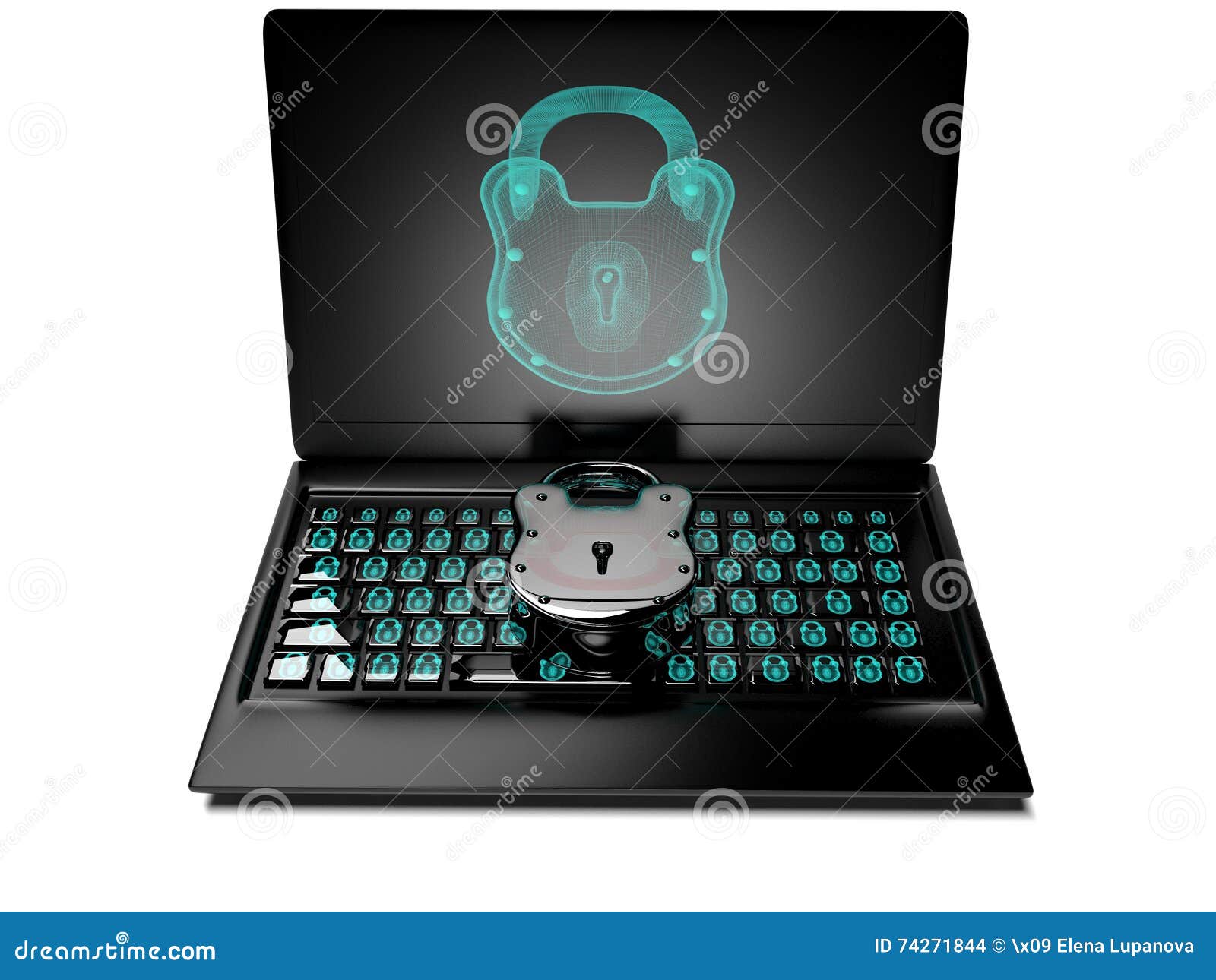 Virtual Lock To The Keypad Information Security Concept 3d Render